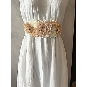 Luoyunna Flowers for Sashes Maternity Pregnancy Sash Belt for Baby Shower Wedding Bride (Champagne)