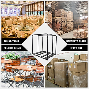 EASYBERG Folding Table Cart, 1800 LBS Heavy Duty Table Chair Trolley with 3" Wheel, Black, Suitable for Garages, Homes, Warehouse, Hotels, Party Events, Furniture Moving