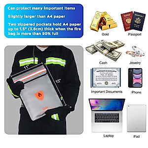 2023 Upgraded Fireproof Bag for Documents (2200℉), Fireproof Money Bag for Cash with Zipper (Reinforced Fire Protection - Aluminum Foil Lining), Waterproof Document Pouch for Valuables