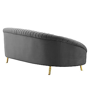 Modway Camber Channel Tufted Performance Velvet Sofa in Gray