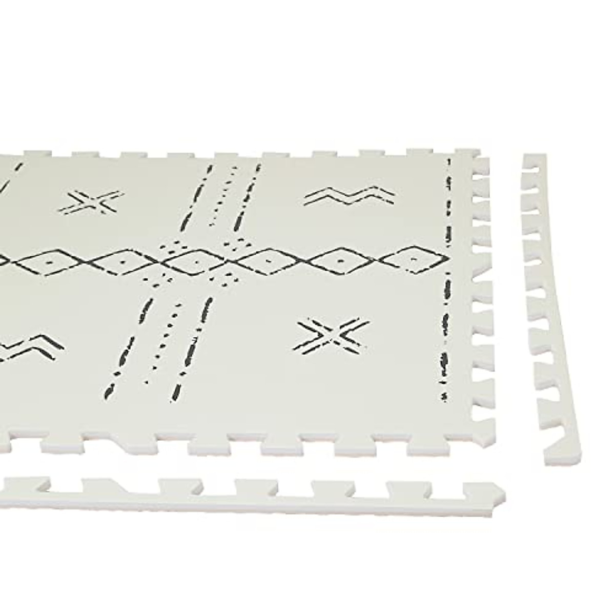 Clevr Extra Large Interlocking EVA Foam Baby Play Mat Soft Stylish Non-Toxic Kids Toddler Play Floor Tiles Mats with Edges 6 pcs 6'x4' Mudcloth Style (Light Beige)