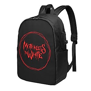 Tjervhie Motionless Rock In Band White Backpack,unisex casual book bags,external usb interface,earphone cable interface,label.traveling backpack suitable for business
