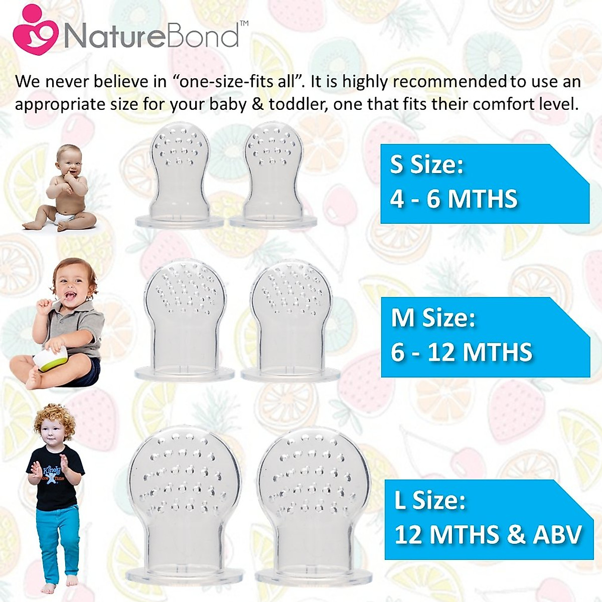 NatureBond Silicone Teat Sac for Baby Food/Fruit Feeder, BPA Free