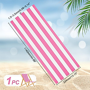AHANDMAKER Beach Sling Chair Replacement Canvas, Hot Pink and White Stripes Lounge Chair Replacement Canvas Casual Simple Sling Chair Replacement Fabric for Beach Chair Sling Chair (44.88x17.12inch)