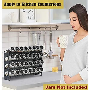 Ardier 4 Tier Countertop Spice Rack Organizer for Kitchen Cabinet Pantry or Wall Mount, Matte Black (Jars Not Included)