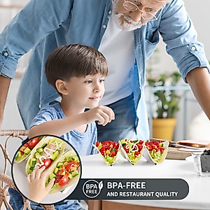GEIKR Stainless Steel Taco Holders Set of 6 - Each Metal Taco Stands for 3 Tacos - Taco Rack with Handles - Stylish Taco Shell Holders - Oven & Dishwasher & Grill Safe Taco Trays