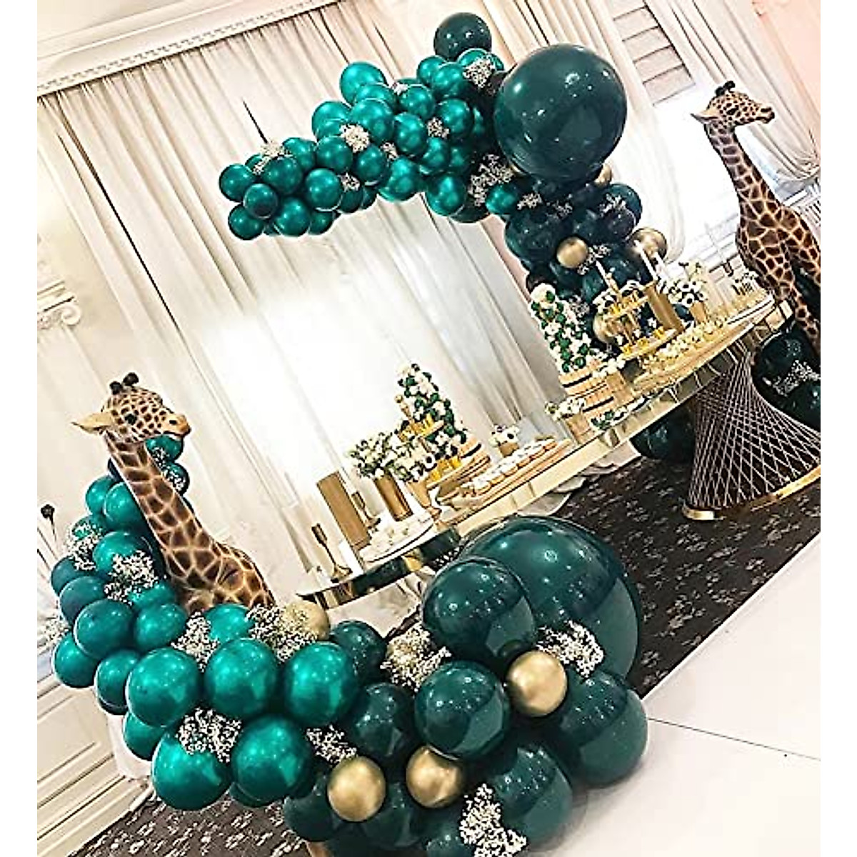 Boognt Double Stuffed Forest Green and Emerald Balloon Garland Arch Kit for Elegant Ladies Birthday Wild One Jungle Baby Shower Bridal Shower Rustic Dinner Party Backdrop Decoration
