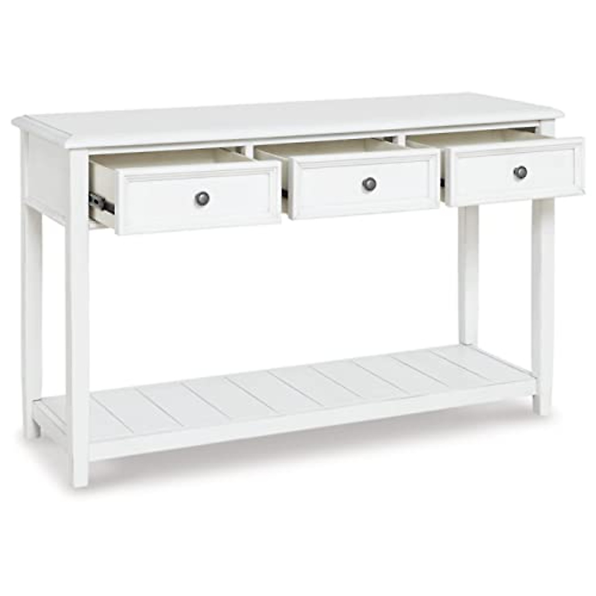 Signature Design by Ashley Kanwyn Farmhouse 3 Drawer Sofa Table, Whitewash