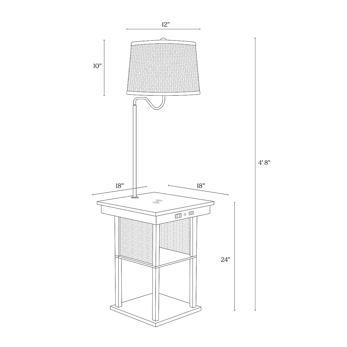Brightech Madison w. Table & Lamp Combo, Desk Lamp with Wireless Charging Pad and USB Port, Bedside Reading Lamp, Nightstand Lamp with LED Bulb for Bedroom, Living Room, Office - Classic Black