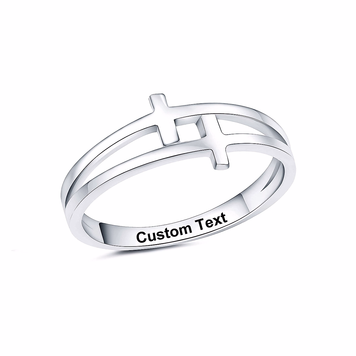 Cross Ring Dainty Rings for Women Purity Thumb Sterling Silver Mothers Mother Daughter Day Christian Jewelry Personalized Engraved Custom Name