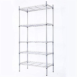 EEBUIHUI 5 Tier Adjustable Storage Shelf Metal Storage Rack Wire Shelving Unit Storage Shelves Metal for Pantry Closet Kitchen Laundry (Silver-5)