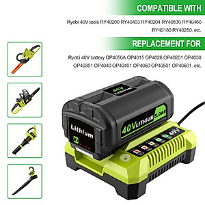 GOOALITY 40V 5.0Ah OP4050A Replacement Battery Compatible with Ryobi 40V Lithium Battery OP4015 OP4026 OP40201 OP40261 OP4030 OP40301 OP4040 OP40401 OP4050 OP4050A OP40501 OP40601