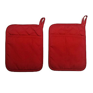 Home Collection Set of 2 Red And 2 Black Neoprene Pot Holders