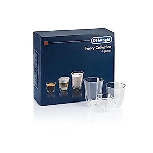 De'Longhi Fancy Collection Double Walled Thermo Espresso, Cappuccino and Latte Macchiato Glasses, (Set of 6), Clear
