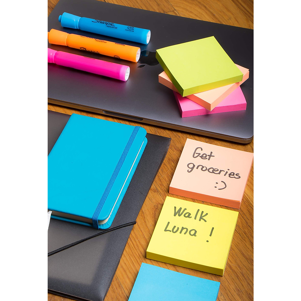 Sticky Notes 3x3 in (12 Pads) Bright Colored Super Self Sticky Pads - 100 Sheets / Pad - Easy to Post for School, Office Supplies, Desk Accessories