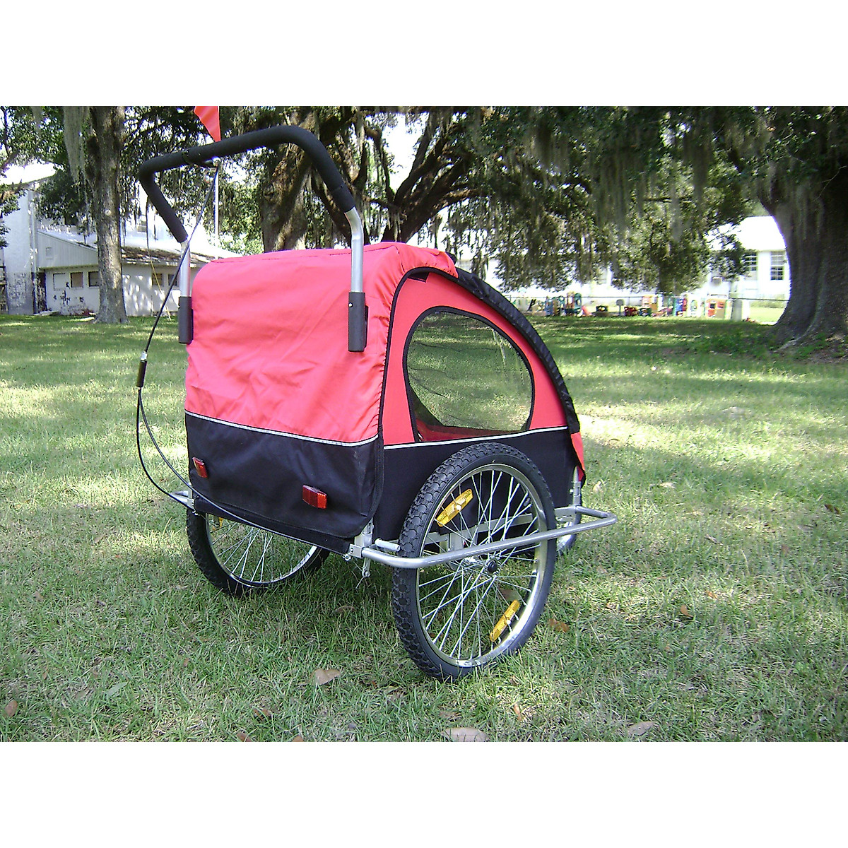 i10Direct Red and Black 2 in 1 Child Baby Bike Bicycle Trailer and Stroller