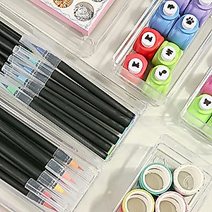 LotFancy Clear Plastic Drawer Organizer, 6'' x 3'' x 2'', Set of 3 Drawer Storage Containers Bins for Dresser Cosmetics Makeup, Stackable