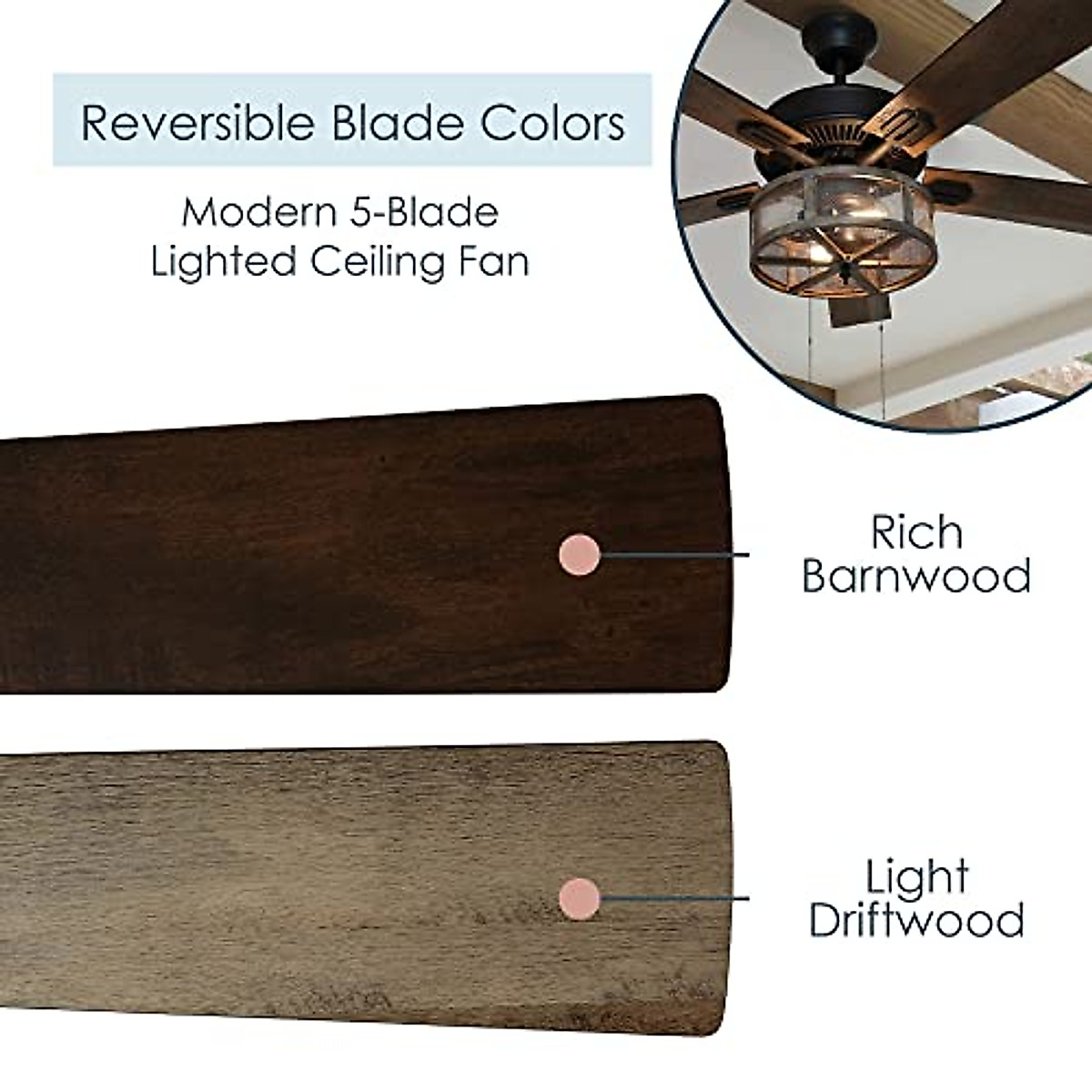 RIVER OF GOODS 52 Inch LED Modern Farmhouse Ceiling Fan with Light - Rustic Ceiling Fans with Lights - Elegant Industrial Fan with Mesh Metal Caged Shade - Brown