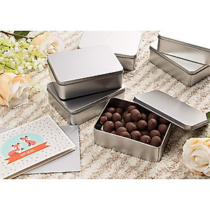 Juvale Rectangular Tin Box with Lid - 6-Pack Empty Tin Can Storage Container for Treats, Gifts, Favors and Crafts, Silver, 4.9 x 3.7 x 1.6 Inches