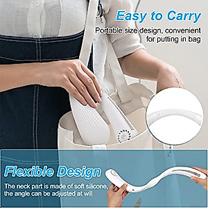 kissxiaoya Portable Bladeless Neck Fan, Hand Free Leafless Neckband Fan, Rechargeable Wearable Personal Fan with 3000 mAh Long-Lasting Battery, Adjustable 3 Speeds(White)