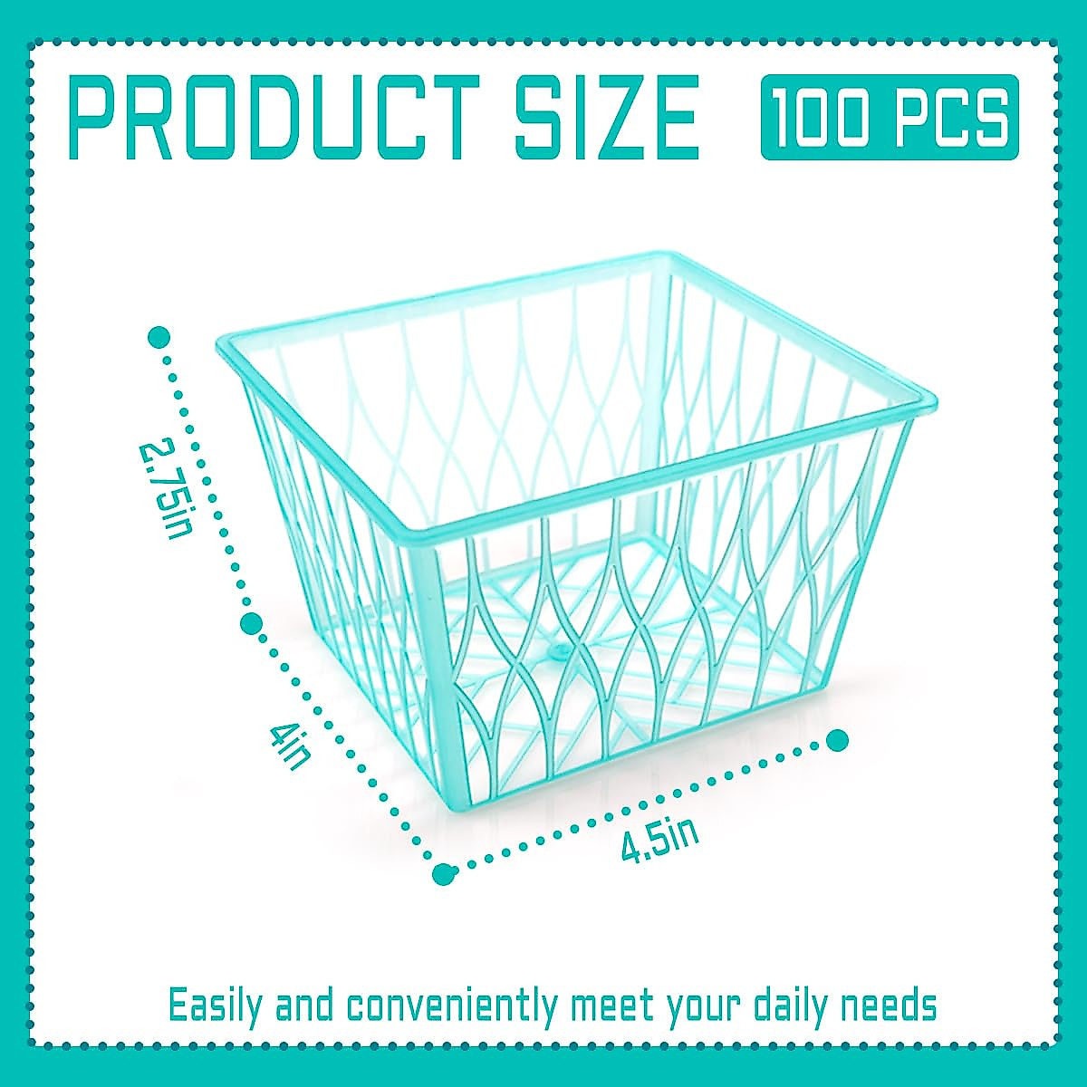 100 Plastic Berry Baskets Berry Boxes Green Strawberry Baskets, Pint Size with Open Woven Boxes, Fruit Storage Containers for Refrigerator, for Parties, Drawer Organizers and Craft Baskets