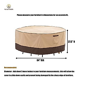 F&J Outdoors Waterproof Patio Furniture Covers Outdoor Eco-Friendly Fabric UV Resistant Fade Resistant Cover for Medium Circle Table with Chairs Set, 84" Diameter