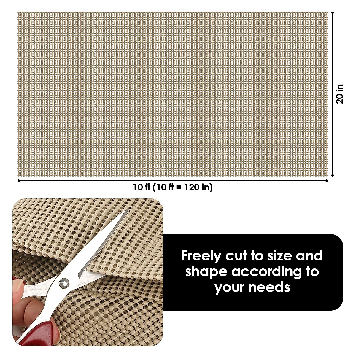 KOLOX 20 inch Shelf Liner for Kitchen Cabinets, Non Slip Shelf Paper & Drawer Liner, Non Adhensive White Drawer Liner 20 inch x 10 ft, Shelves Liner Strong Grip Liner for Kitchen