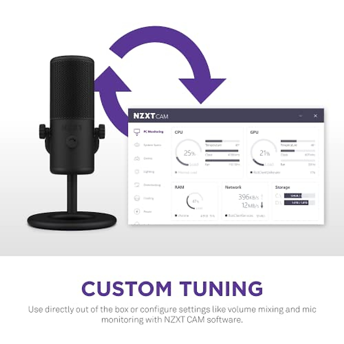 NZXT Capsule Mini - AP-WMMIC-B1 - USB Microphone – High Resolution – Cardioid Polar Pattern – Ideal for Streaming, Content Creation & Podcasting – Built-in Pop Filter – Adjustable Stand – Black