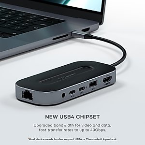 Satechi USB4 Multiport Adapter, USB C Hub 6 in 1 with 8K HDMI, 100W USB C PD Charging, USB C Data, USB-A, Ethernet, Audio Jack, for MacBook Pro/Air M1 M2 M3, Windows