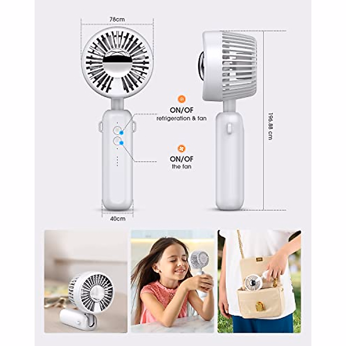 Mini Handheld Fan,New Semiconductor Refrigeration Hand Fan for Fast Cooling ,USB Rechargeable Fan Personal, Battery Operated 3 Speed Small Fan,Mini Size perfect for Kids,Home,Outdoor,Office,Travel