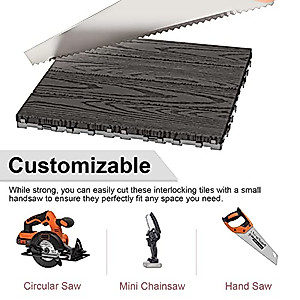 VANCASTLE 9PCS Wood Plastic Composite Interlocking Deck Tiles 11.8"x11.8", Patio Flooring Outdoor Waterproof All Weather Use, Wood Flooring for Patio Garden Poolside Front/Back Yard, Dark Grey