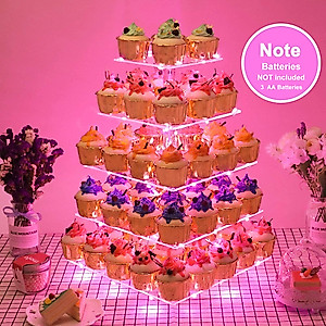 YestBuy 3 Tier Shelf Cupcake Stand (Pink) + 5 Tier Premium Cupcake Holder (Pink)