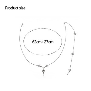 Jeweky Wedding Crystal Necklace Pearl Back Chain Silver Drop Back Body Chain for Women