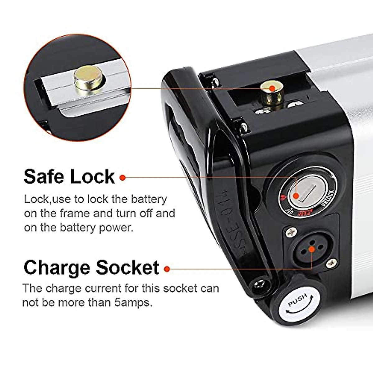 Yose Power 36V13Ah Ebike Battery, XH370-10J Silver Fish Lithium-ion Pedelec Battery with Charge for 250W/350W/500W Electric Bike Bicycles Folding Bike Mountain Bike Motor (US Warehouse) …