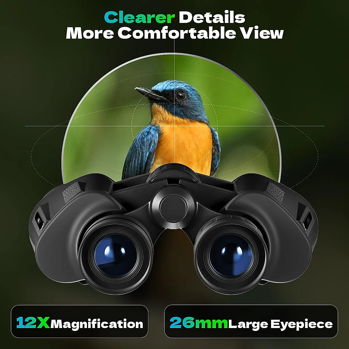 12x40 HD Binoculars for Adults and Kids High Powered, Clear Large View & Low Light Night Vision, Waterproof Binoculars for Hunting, Birds Watching, Cruise Ship, Theaters, Travel and Stargazing