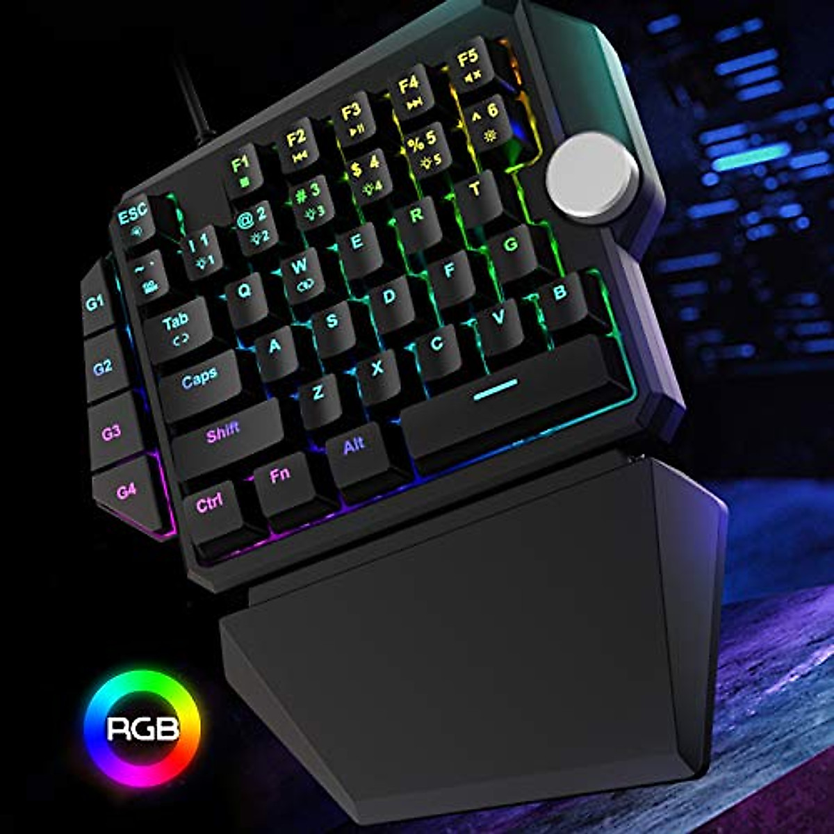 070 44 Keys One Handed Keyboard, RGB Backlight Mechanical Keyboard, Gaming Keyboard for PC, Computer Peripherals