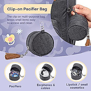 Diaper Bag Backpack, RUVALINO Neutral All-in-One Baby Bags for Boy Girl, Multifunction Large Travel Backpack with Portable Changing Pad, Stroller Straps, Pacifier Case and Insulated Pockets, Dark Gray