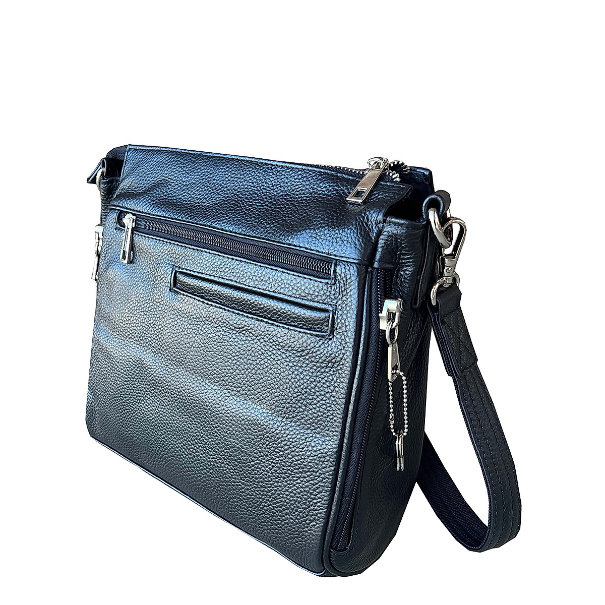 Roma Leathers Cross Body Concealment Purse - Premium Cowhide Leather Handbag - Multiple Pockets - Wire Reinforced Detachable Shoulder Strap - YKK Lockable Zipper - Designed in U.S.A. - Dual Gun Entry