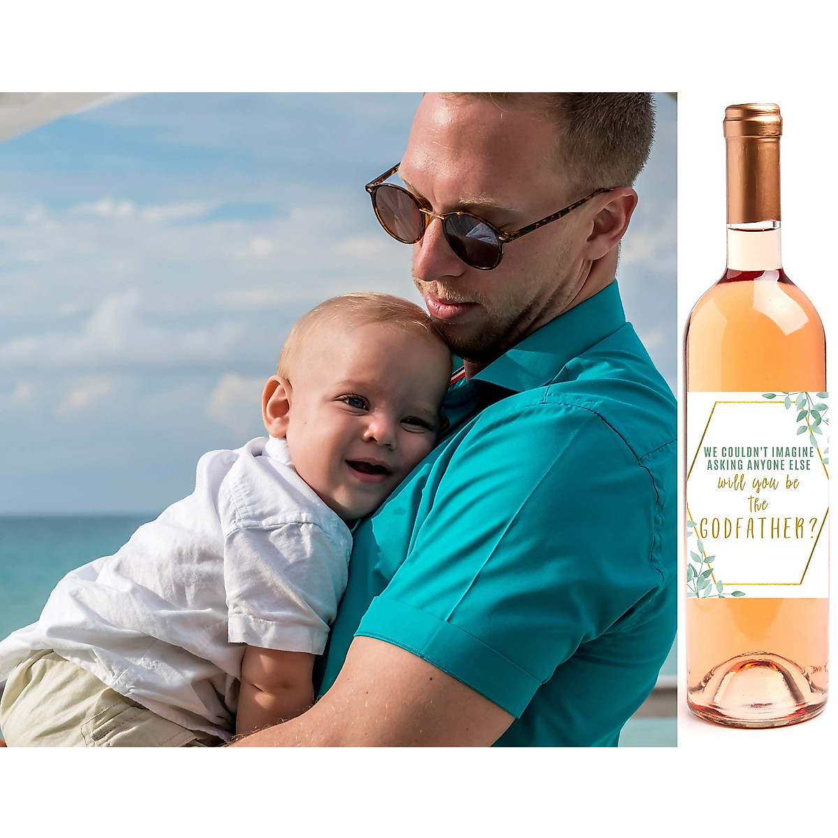 Set of 2 Godparent Proposal Gift Wine Bottle Labels - Perfect Way to Surprise Your Child’s Godmother and Godfather - Pregnancy Announcement Gift Ideas for Godparents - Will You Be The Godparents Gift