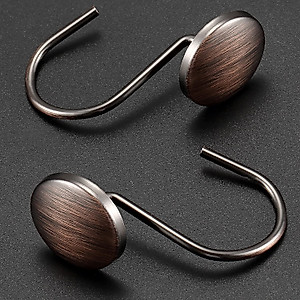 CHICTIE Bronze Shower Curtain Hooks Rings,Oil Rubbed Metal Rust Resistant Decorative Shower Curtain Hooks,Set of 12 Farmhouse Style Shower Rings Hangers for Bathroom