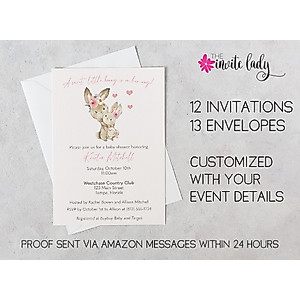 Bunny Baby Shower Invitations Watercolor Water Color Bunnies Mommy and Me Sprinkle Personalized Gender Neutral Ivory Printed Customized Personalized Invites (12 Count)