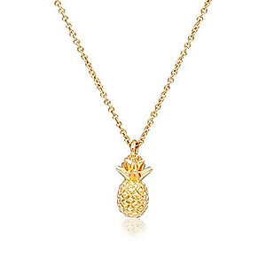 Zealmer Women 16K Gold Plated Pineapple Pendant, gold pineapple, Size No Size