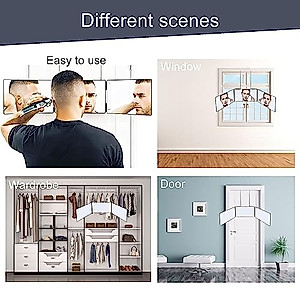 JANMPASK LED 3 Way Mirror for Self Cutting Mirror Vanity Mirror Barber Supplies Accessories 360 Makeup Mirror with Light Trifold Mirror to See Back of Head