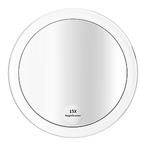 15X Magnifying Mirror -Snowflakes 6-Inch Round Makeup Mirror with Suction Cups for Easy Mounting - Ideal for Makeup, Eyeliner Application, Tweezing, Blackhead & Blemish Removal -Travel-Friendly