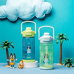 zak! Beacon Bottle Set of 2, Bluey - 16 oz Each - Durable Plastic - Silicone Spout & Leak-Proof Lid - Dishwasher Safe