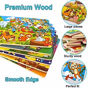 Puzzles for Kids Ages 3-5, Toddler Puzzles 30 Piece Wooden Jigsaw Puzzles for Preschool Children Learning Educational Puzzles Toys for Boys and Girls (6 Pack)
