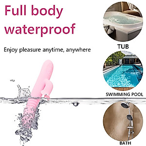 Thrusting Rabbit Vibrator for Women, G Spot Dildo Vibrator 3 Thrusting Rotating and 7 Clitoris Stimulator Vibrator 3 in 1 Rechargeable Heating Anal Dildo Adult Sensory Sex Toys Pink US3