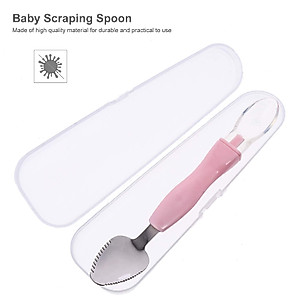 Zerodeko Silicone Baby Spoon, Baby Self Feeding Spoon with Fruit Scraper, First Feeder Spoon Safety Food Spoon for Infant, Toddler, Kids, Gifts for Babies, Parents (Pink)