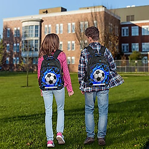 OMFUNS Sport Football Ball School Backpack for Girl Boy Teen Soccer Sport Student Bookbag for Elementary Primary Junior School Bags College Travel Daypack Laptop Backpack for Men Women