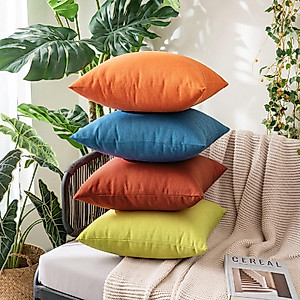 MIULEE Fall Pack of 2 Decorative Outdoor Solid Waterproof Throw Pillow Covers Polyester Linen Garden Farmhouse Cushion Cases for Patio Tent Balcony Couch Sofa 24x24 inch Burnt Orange